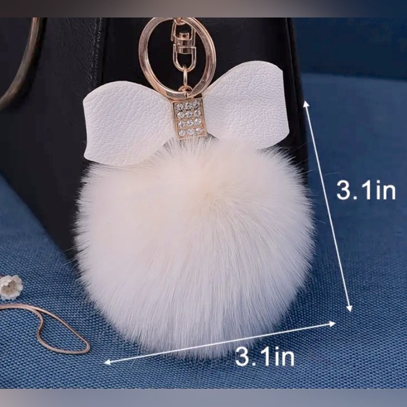 Accessories | New Beautiful Aqua Blue Fluffy Bling Pom Pom Keychain Bag ...